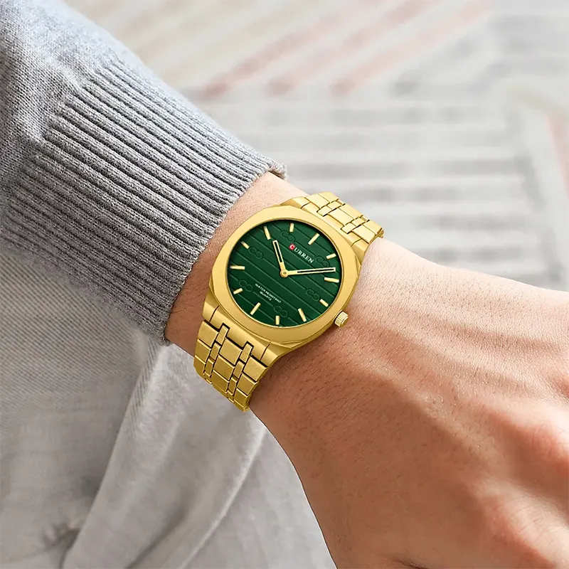 Curren Ultra Slim Green Dial Gold-tone Men's Watch | 8444