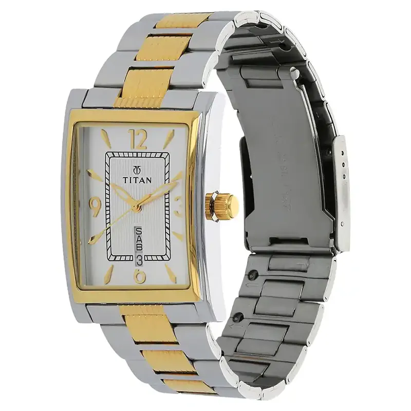 Titan 90024BM03 Silver Dial Two-tone Men's Watch