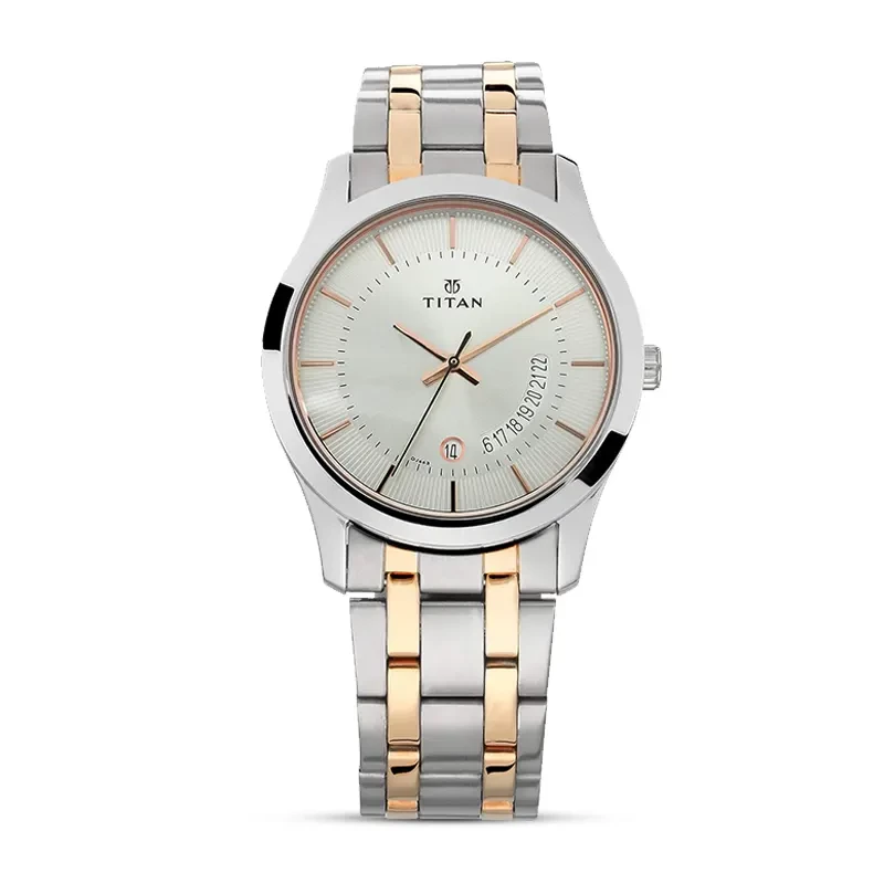 Titan 1823KM01 Karishma Silver Dial Two-Tone Men’s Watch